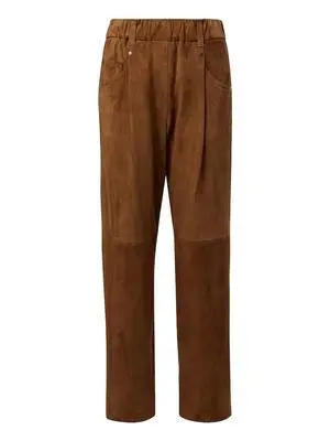 Brunello Cucinelli Suede Straight Pants - Brown