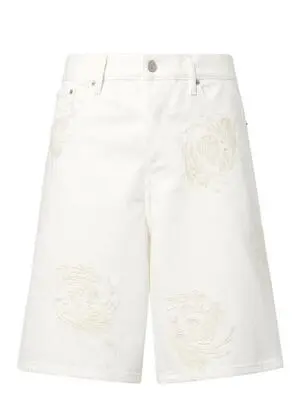 Dries Van Noten Embroidered Denim Bermuda Shorts - White