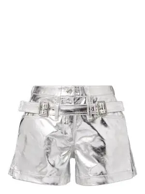 Rabanne Metallic High-rise Shorts - Silver