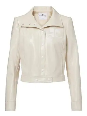 COURREGES Logo Faux Leather Jacket - White