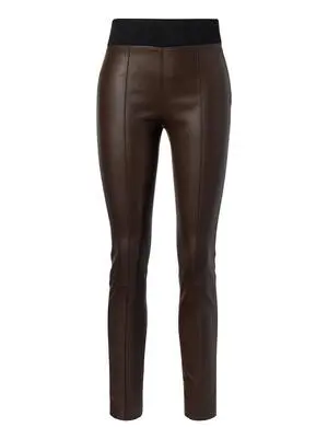 Brunello Cucinelli Leather Slim Pants - Brown