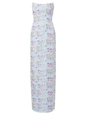 MARKARIAN Odessa Floral Ikat Corset Gown - Blue
