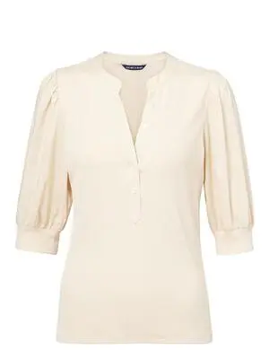 Veronica Beard Coralee Cotton-Blend Top Beige