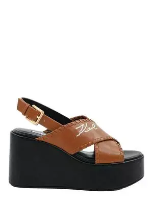 Karl Lagerfeld 90mm Wendy Wedge Sandals - Brown