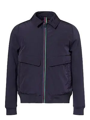Paul Smith Mixed Media Striped-zip Woven Jacket - Very Dark Navy