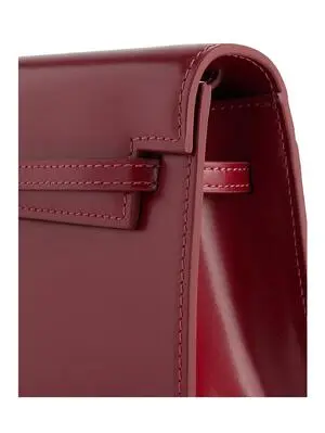 VERAFIED Belted Leather Shoulder Bag - Dark Cherry