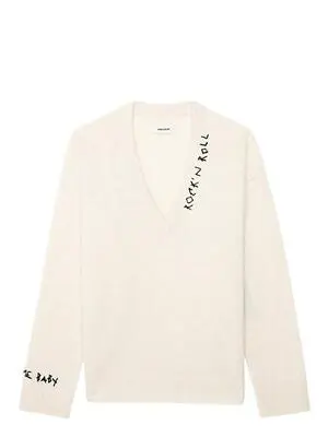 Zadig&Voltaire Cashmere Knitted Jumper With Embroidery Ecru