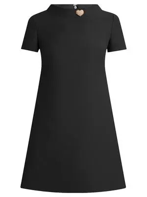 Valentino Garavani Crepe Couture Crystal Heart Mini Dress - Black