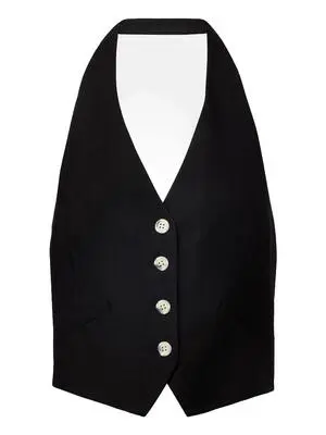 Veronica Beard Arabella Linen-blend Vest - Black