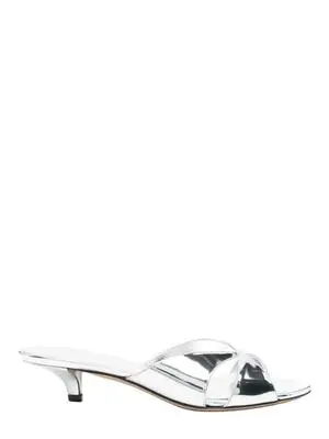 Paris Texas 40mm Leather Mules - Silver