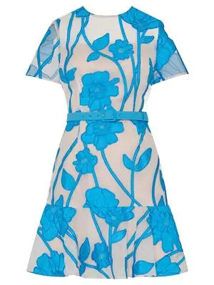 MILLY Rosie Grand Fleur Embroidered Mini Dress - Blue