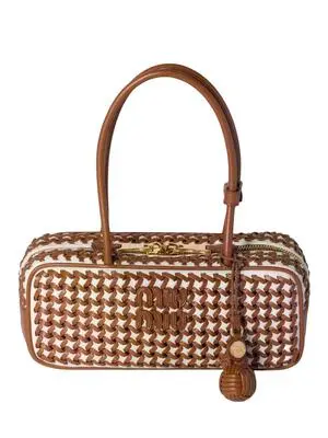 Miu Miu Woven Leather Tote Bag - Brown