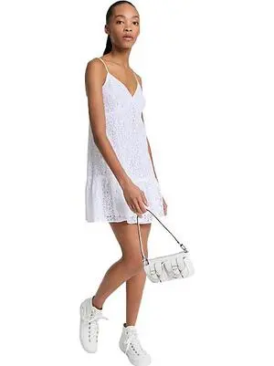 Michael Kors Corded Floral Lace Mini Slip Dress - White