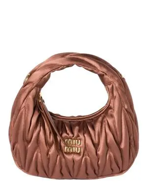 Miu Miu Wander Matelassé Satin Mini-bag - Cocoa Brown