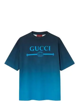 Gucci Technical Cotton Jersey T-shirt With Print - Blue