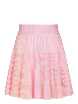 Balmain Ribbed-knit High-waisted Skirt - Pink