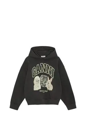 GANNI Logo-print Hoodie - Black