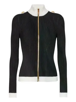 Balmain Ribbed-knit Cardigan - Black