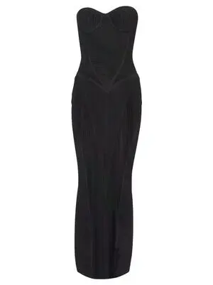 Balmain Strapless Midi Dress - Black
