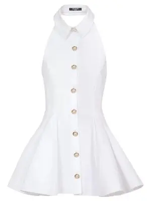 Balmain Poplin Backless Dress - White
