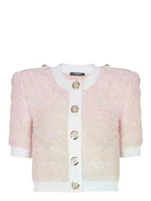Balmain Cropped Cardigan - Pink