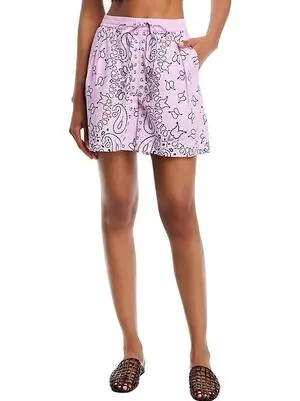 Essentiel Antwerp Paisley Print Drawstring Shorts - Pure Pink