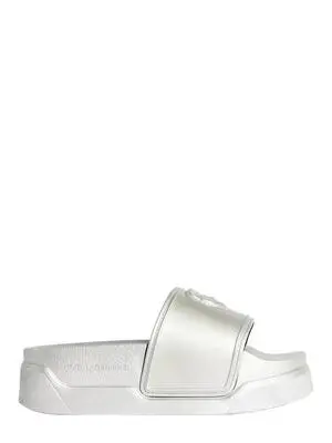Karl Lagerfeld Logo-embossed Slides - Silver