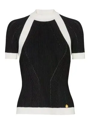 Balmain Short-sleeved Knit Top - Black