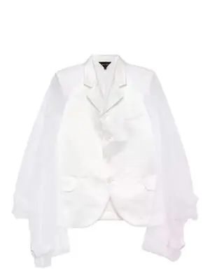 Comme Des Garçons Tulle-inserts Blazer - White