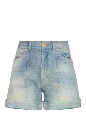 Balmain Diamond Denim Shorts - Blue