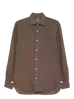 BARBA NAPOLI Linen Shirt - Brown