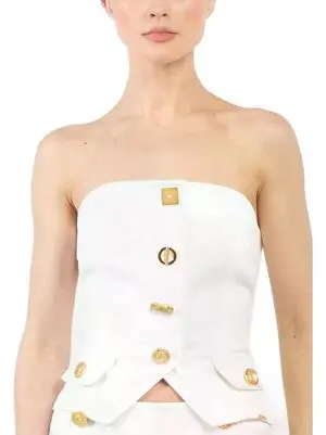 Françoise Decorative-buttons Top - White
