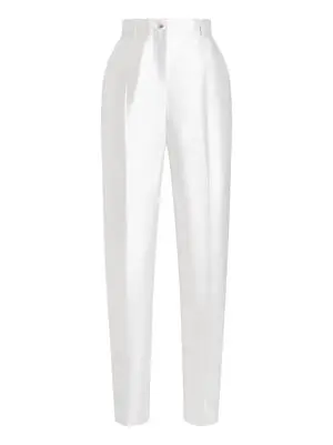 Dolce & Gabbana Silk Cigarette Trousers - White