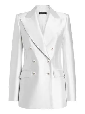 Dolce & Gabbana Double-breasted Shantung Silk Jacket - White