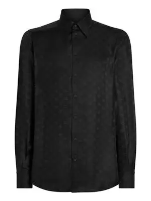 Dolce & Gabbana Dg Logo Martini Jacquard Shirt - Black
