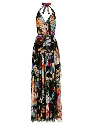 Dolce & Gabbana Floral Long Chiffon Dress - Print