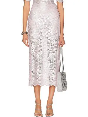 Rabanne Lace Midi Skirt - Powder Pink & Silver