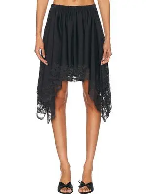 Rabanne Satin Lace Asymmetric Skirt - Black