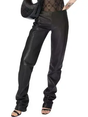 MARINE SERRE Satin-grain Leather Trousers - Black