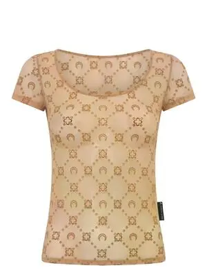 MARINE SERRE Mesh Flocked Top - Neutrals