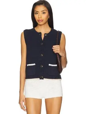 Autumn Cashmere Button Front Vest Top - Navy Combo