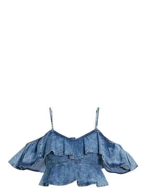 MARANT ETOILE Voloteo Cropped Cold-Shoulder Denim Top