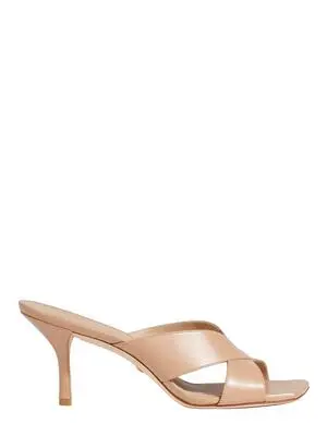 STUART WEITZMAN Carmen 75 Leather Mules Neutral
