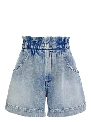 MARANT ETOILE Titea Ruffled Denim Shorts Light Denim
