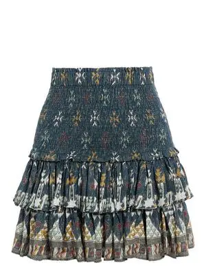 MARANT ETOILE Naomi Ruffled Printed Mini Skirt - Petrol