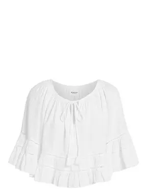 MARANT ETOILE Liam Crochet-trimmed Cotton-blend Jacquard Top - White
