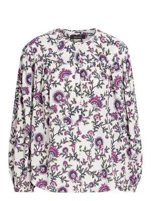 Isabel Marant Brunille Floral-Print Stretch-Silk Blouse Fuchsia