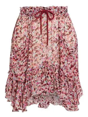 MARANT ETOILE Frejus Printed Crepon Skirt - Claret