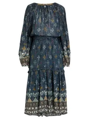 MARANT ETOILE Fratela Metallic Printed Midi Dress - Petrol