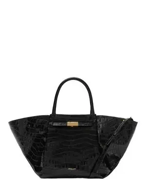 DEMELLIER The New York Satchel - Black Croc-effect